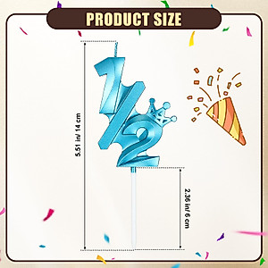 MTLEE 1/2 Half Year Six Month Number Birthday Candles for Cake 3.15 Inch Blue 3D Design Cake Candles Happy Birthday Cake Topper Decoration for Birthday Wedding Decoration Reunions Theme Party