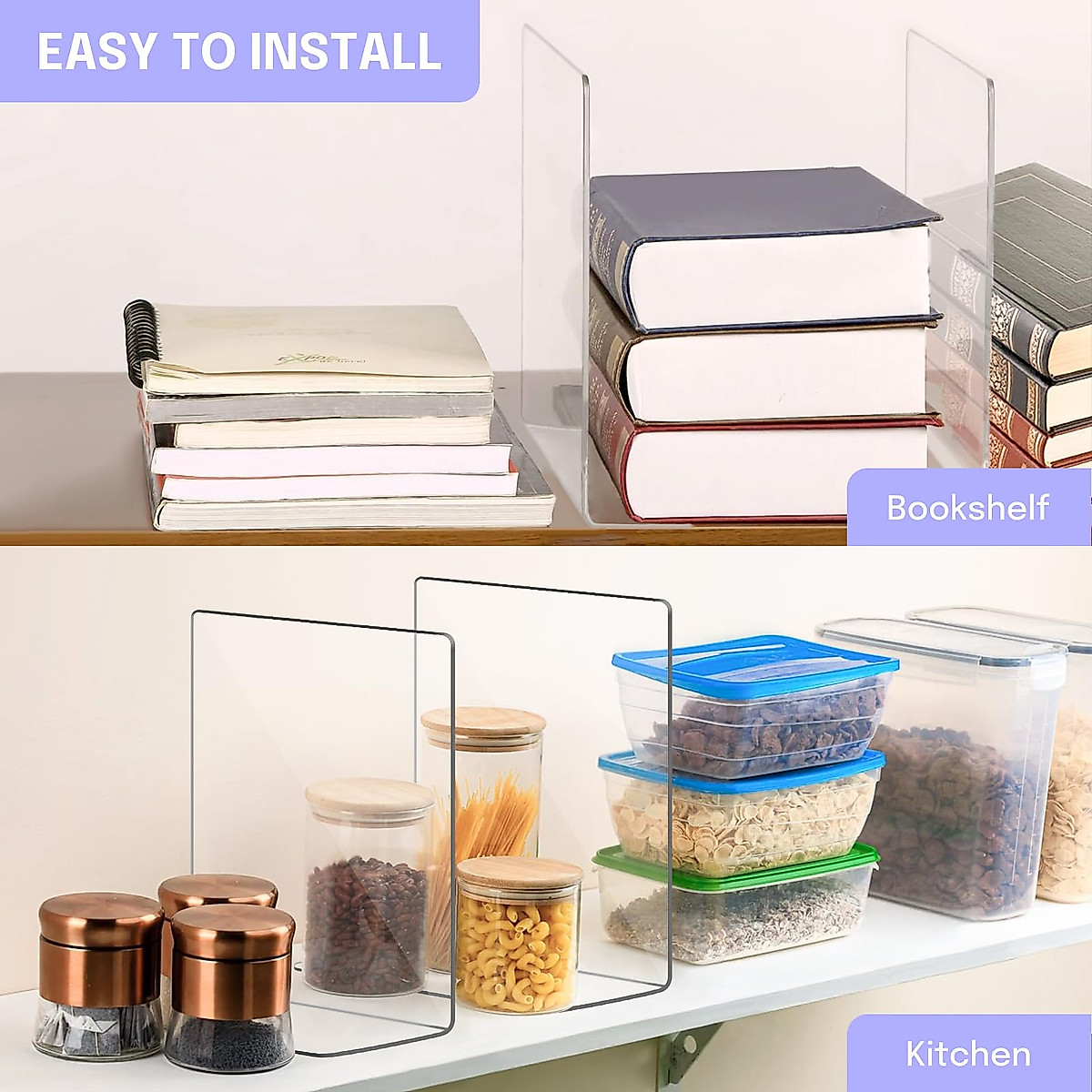 Jogori Shelf Dividers for Closet Organization: Durable Clear Acrylic Divider Organizer for Shelves - Vertical Adjustable Shelving Separators for Clothing Purse