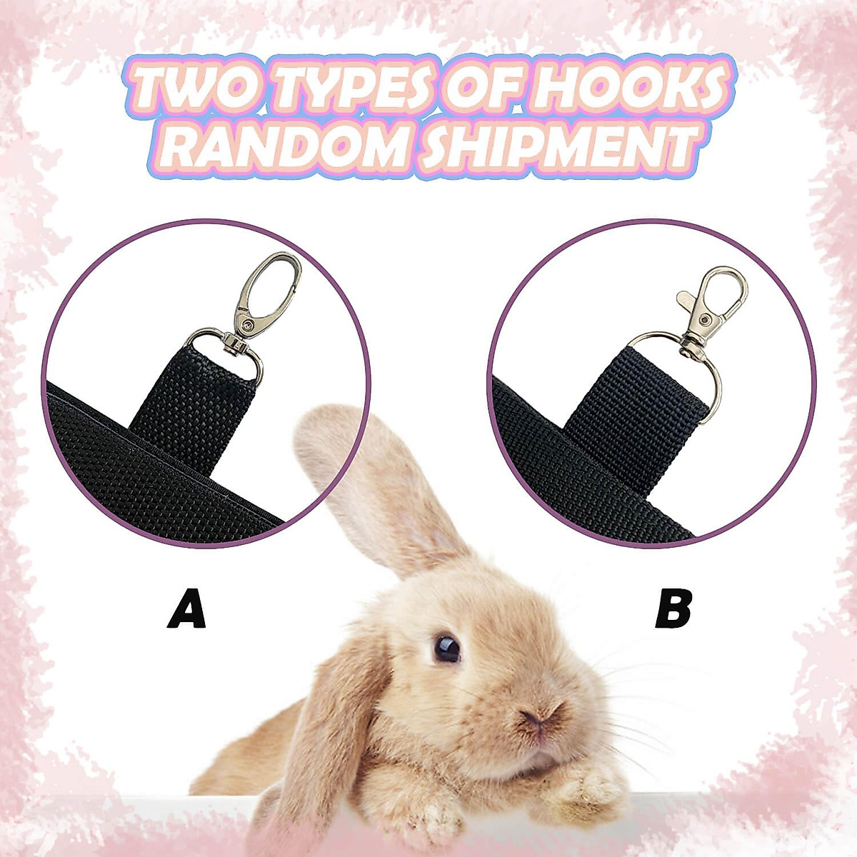 YOLAGGOY Small Animal Hay Feeder, 2 Holes Hanging Rabbit Hay Feeder Bag for Rabbit Small Animal Chinchilla with 1 Grind Teeth Stone(Strawberry)