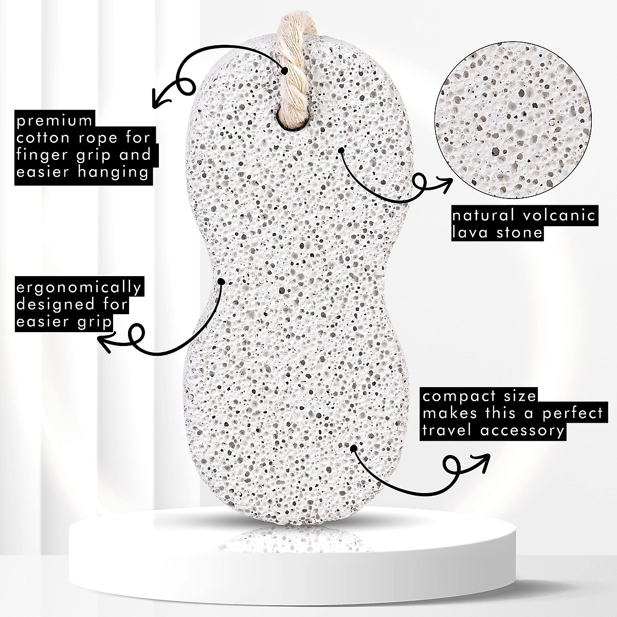 Jairestone Pumice Stone for Feet - Natural Earth Lava Pumice Stone for Foot Callus - Foot Scrubbers for Use in Shower - Pack of 2