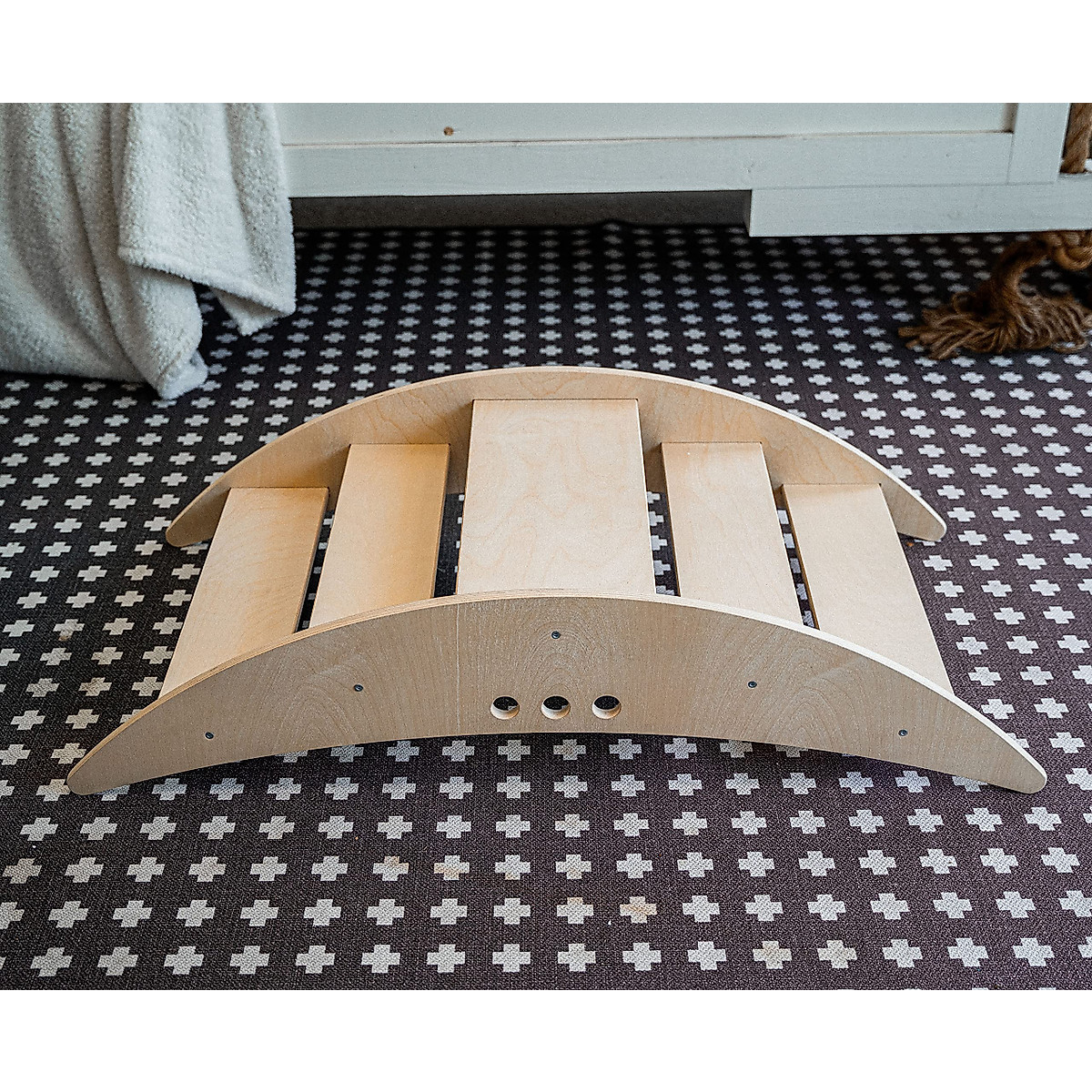 Avenlur Rocking Boat Stair Climber Montessori and Waldorf Style Balancing Step Ladder Rocker Activity Center for Toddlers, Kids, Homeschool, Daycare Seats up to 4 Children Ages 1-6yrs