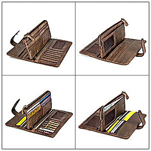 LETEULO Women's RFID Blocking Clasp Wallet Vintage Hand Rubbing Wallets Organizer (Coffee)