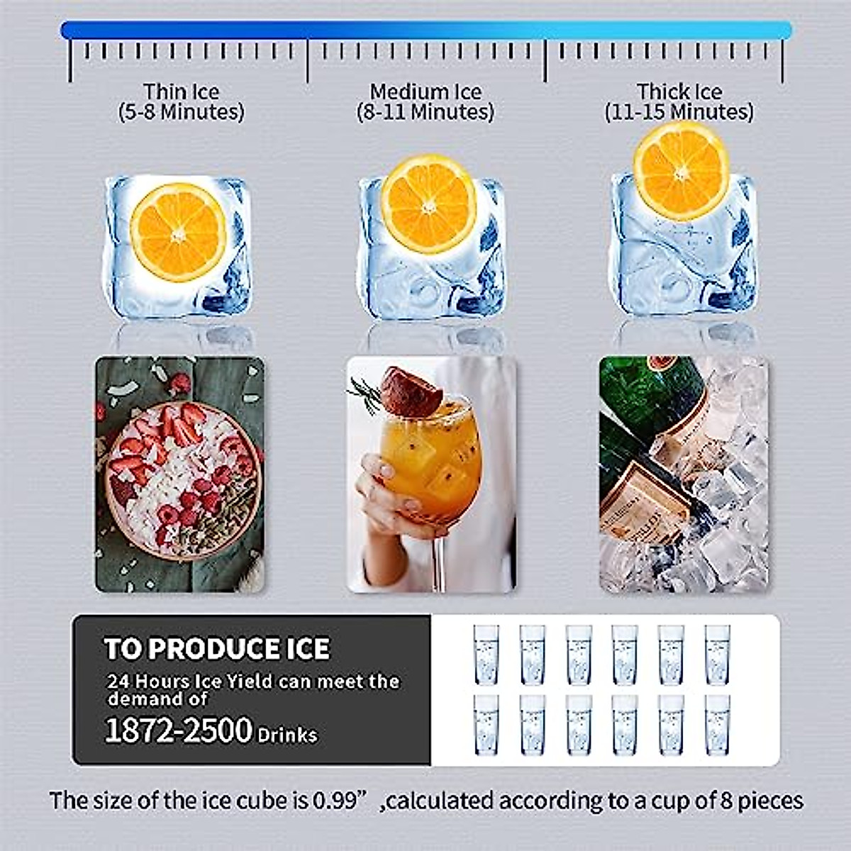 XPW Commercial Ice Maker Machine - 550LBS/24H with 350LBS Bin 1200W Ultra Strong Compressor, Stainless Steel Construction Fully Automatic Operation Perfect for Bar Restaurants and Business