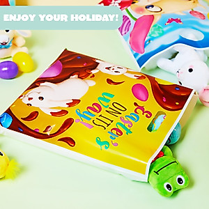 JOYIN 48 Pcs Easter Gift PE Bags 11.8" x 11.8", Egg Shaped PE Easter Gift Goodie Bags Party Treat Bags for Easter Egg Hunt, Easter Kids Party Favor Supplies