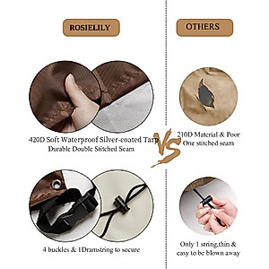 RosieLily Patio Chair Covers High Back Outdoor Chair Cover Waterproof Stackable Outdoor Bar Stool Cover Heavy Duty Patio Furniture Covers Outside, 1 Pack-Beige Brown 27.56"W x 36.22"D x 47.24"H