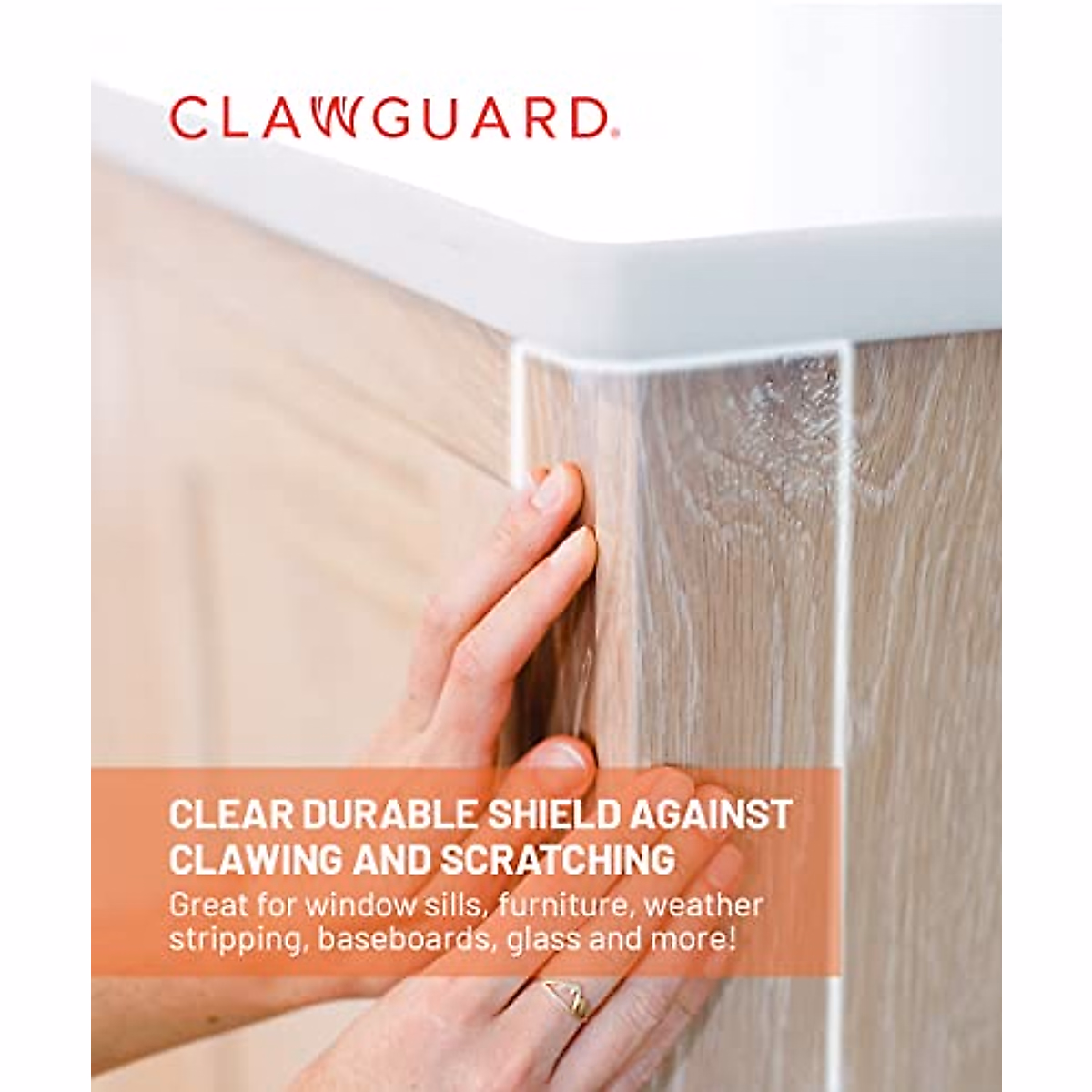 CLAWGUARD Protection Tape - Durable Single-Sided Shield Protection Barrier Against Cat, Dog, Bird, Rabbit Scratching and Clawing Furniture, Couch, Window Sill, Car Door, Glass and More! 4in x 10'