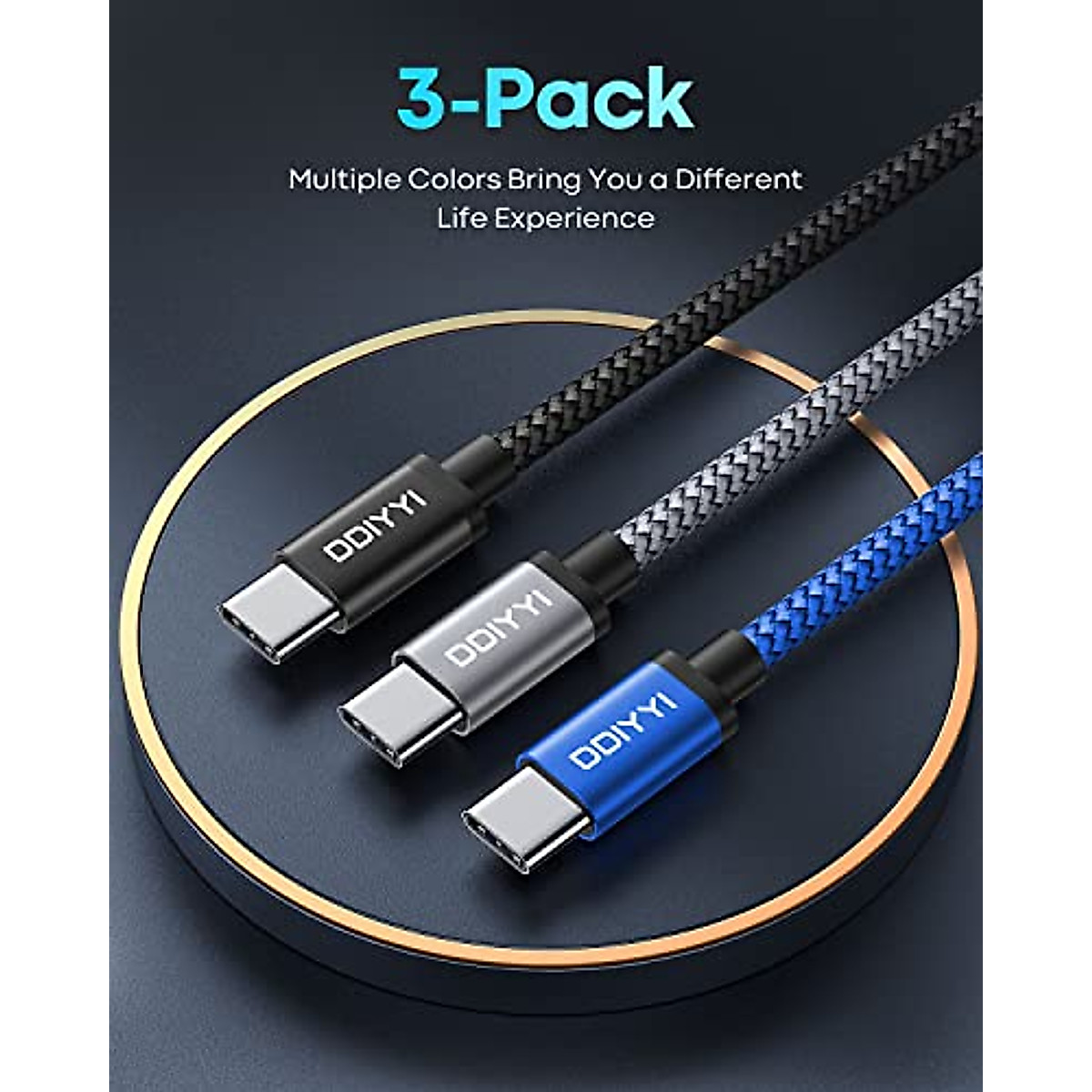 USB C to USB C Cable [6.6ft, 3-Pack], 60W Fast Charging USB Type C Charger Cable Braided for Samsung S22 S21 S20 ultra 5G S10, Note 20 Ultra, Pixel 7 6 Pro 6a 5a 4a 5 4 XL, USB-C Laptop & USB-C Tablet
