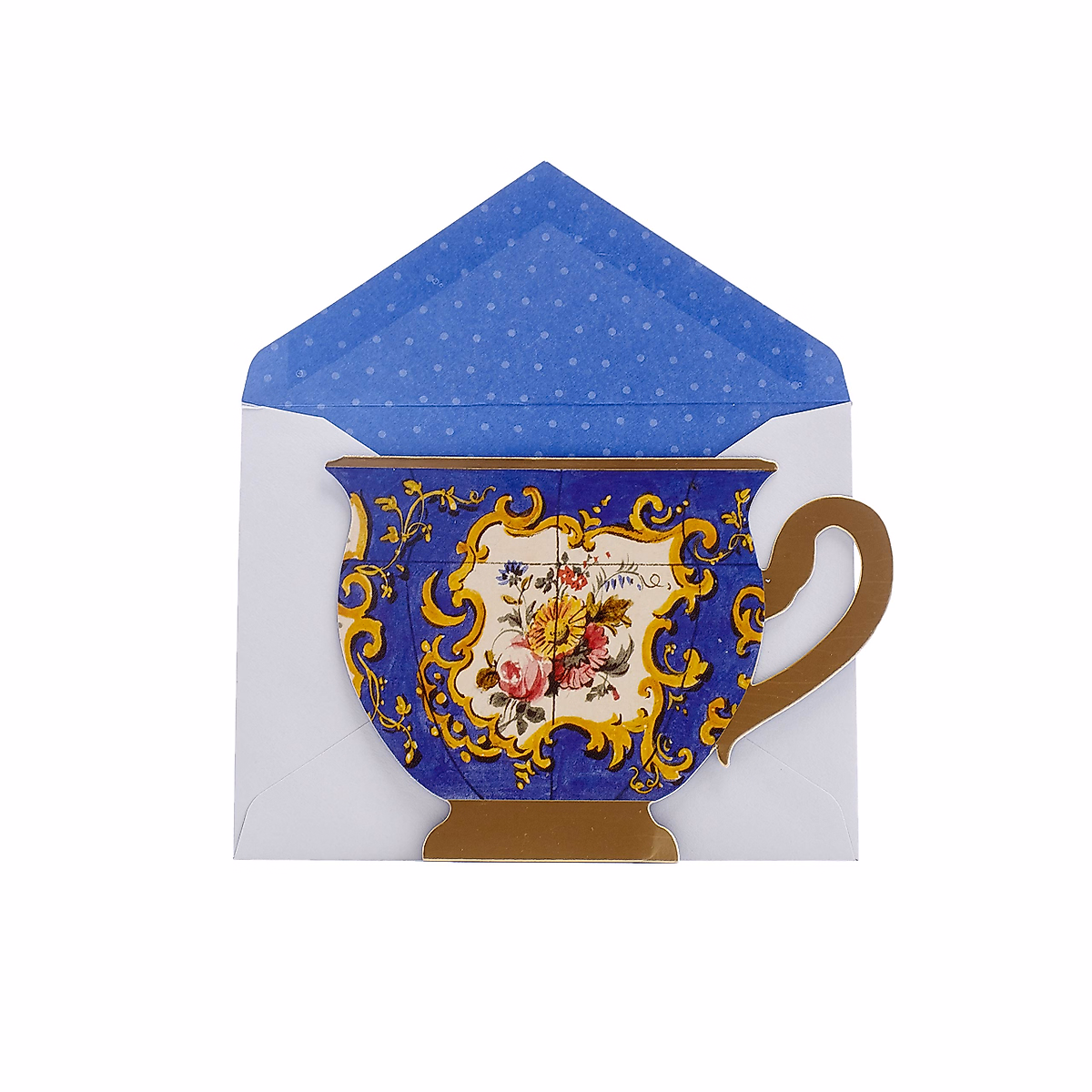 The Metropolitan Museum of Art French Teacups Collection Note Cards Greeting Cards Bulk Box Set -18 die-cut note cards 5 1⁄4" x 3 9/16" by M&G COLLECTION