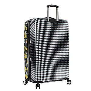 Betsey Johnson 30 Inch Checked Luggage Collection - Expandable Scratch Resistant (ABS + PC) Hardside Suitcase - Designer Lightweight Bag with 8-Rolling Spinner Wheels (Sunflower)