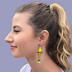 Cute Leg Lamp/ Pink Rabbit Pajamas, Fragile Box Earrings for Christmas, Tacky Sweater Parties, Teachers, Christmas Story Parties and More. Fun Pair of Christmas Earrings! Dangle Christmas Earrings for