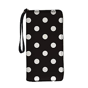 Jeiento Polka Dot Wristlet Wallet for Women Fashion Handbag Money Clips Phone Holder Clutch Bag Zip Around with Wristlet Strap for Girls Womens Leather Purse Lady Travel Business
