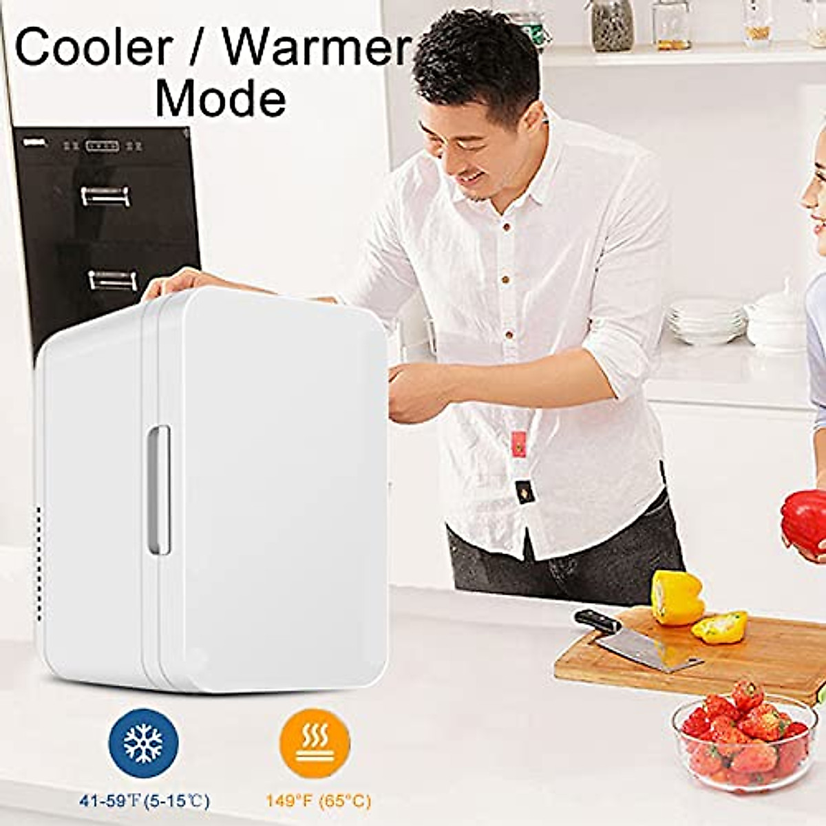 ZHENROAD Mini Fridge, 8L/8 Can Skincare Fridge, Portable 110V AC/ 12V DC Cooler and Warmer Refrigerators for Beverage, Cosmetics, Office Bedroom, Desk & College Dorm Room(White)