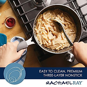 Rachael Ray Cook + Create Nonstick Saucier Pan/Saucepan, 3 Quart, Gray