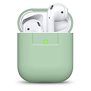 elago Premium Silicone AirPods Case Designed for Apple AirPods 1 and 2 [Front LED Visible] [Pastel Green]
