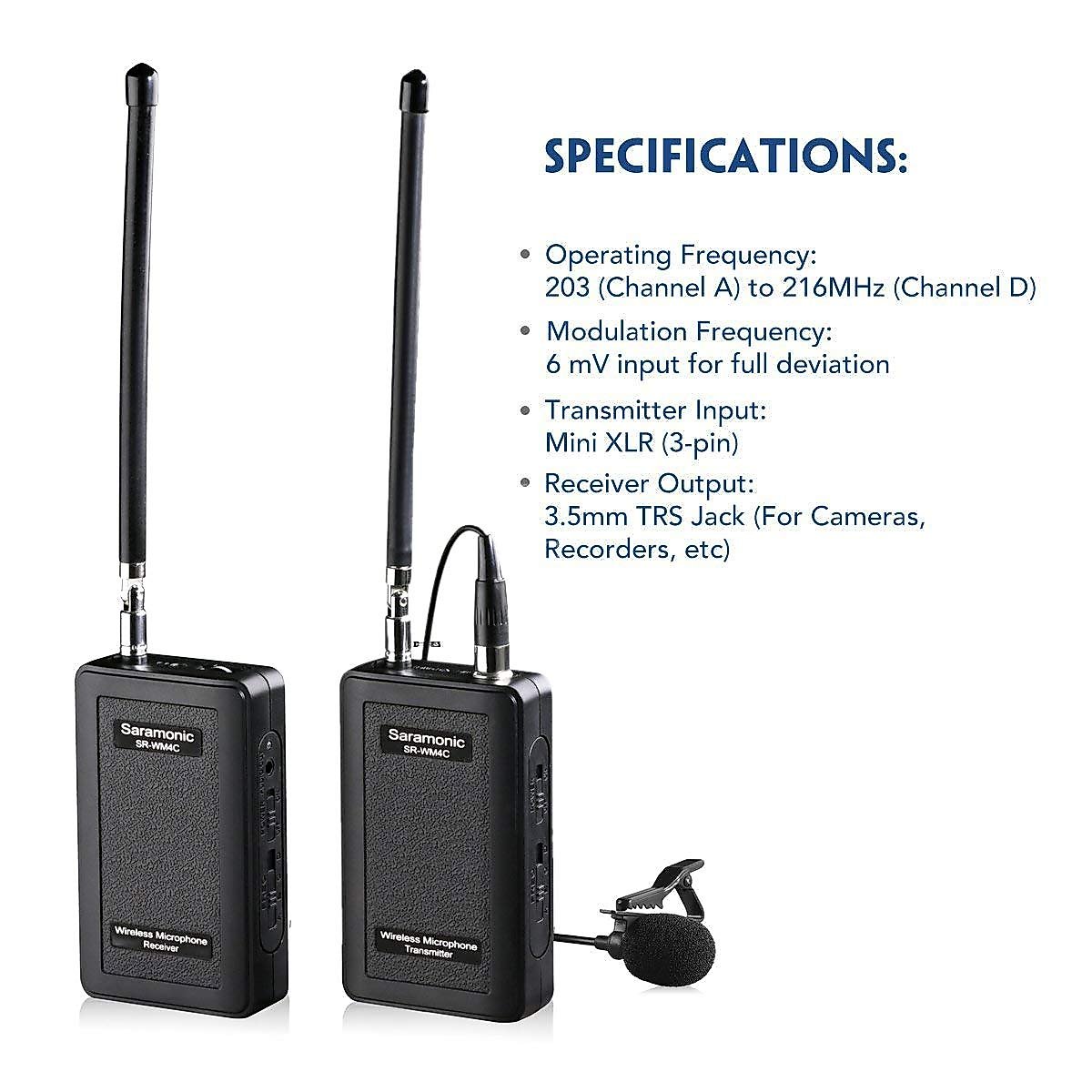 Saramonic Dual Wireless VHF Lavalier Microphone Bundle with 2 Transmitters, 2 Receivers and Audio Mixer for DSLR Cameras