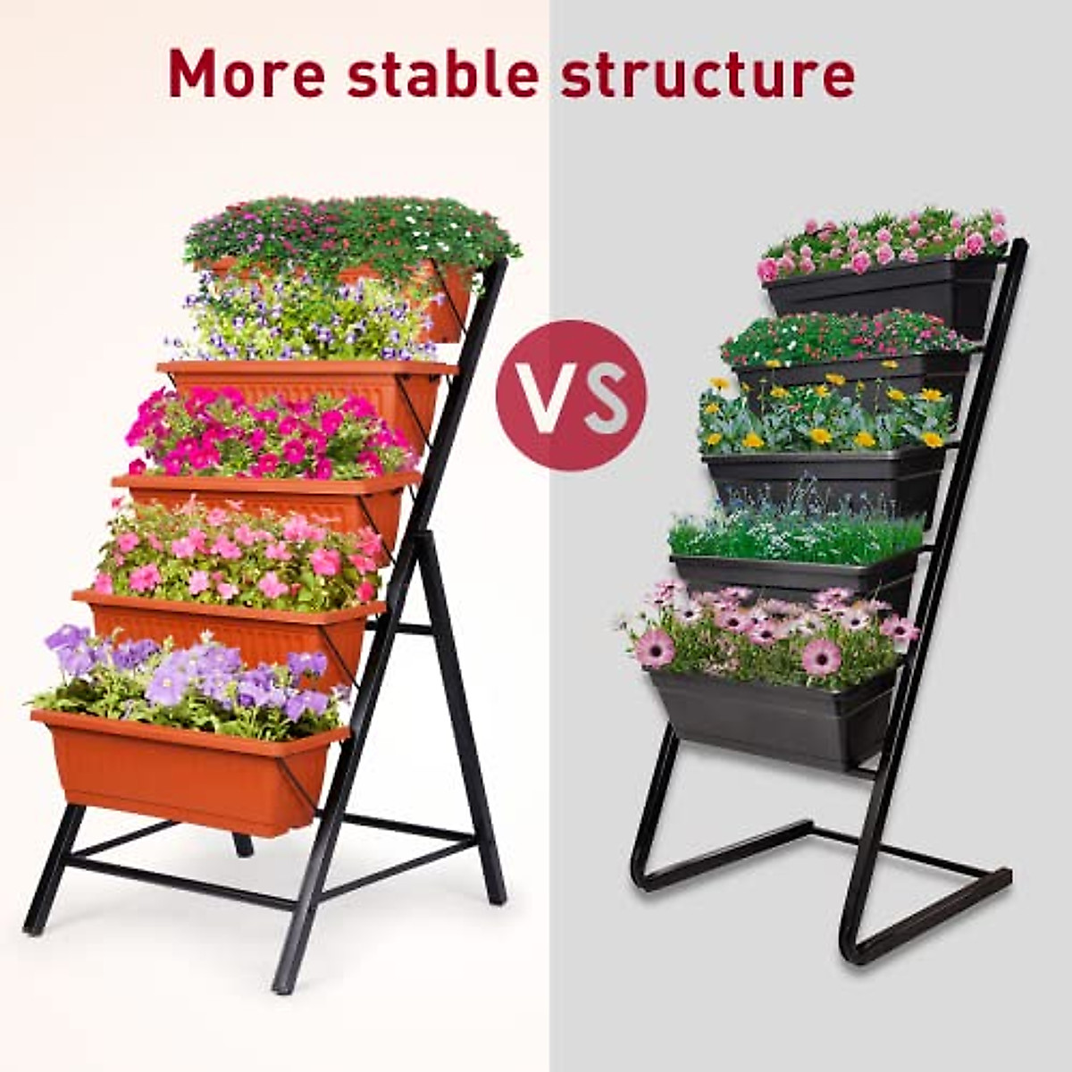 KIDINIX Vertical Raised Garden Bed 4Ft with 5 Tier Plant Boxes, Vertical Garden planters Indoor Outdoor, Elevated Freestanding Stand for Vegetables Flower Herb Patio