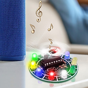 Soldering Project DIY Electronic Kits - MakerHawk Circuit Board Practice Kit Colorful LED Spinning Wheel Rotate with Music for Adults Kids Beginners Girlfriend