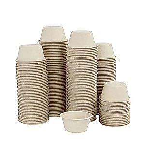 Lot45 Sustainable Small Paper Portion Cups - 2oz Condiment Container Paper Souffle Cups, 200ct Disposable Medicine Cups