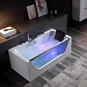 Empava Acrylic Whirlpool Bathtub Hydro-massage Soaking SPA Chromatherapy Jets Tub 59JT408