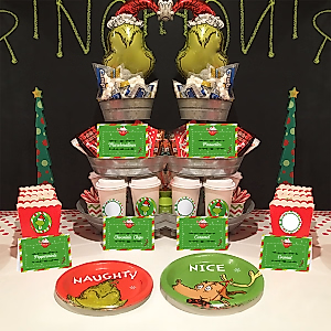 Winter Hot Chocolate Bar Kit Hot Cocoa Bar Banner Christmas Red Green Hot Chocolate Bar Signs Baby It's Cold Outside Toppings Labels Cup Tags Stickers for Wintertime Holiday Baby Shower Birthday