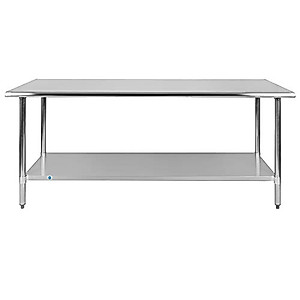 Flash Furniture Stainless Steel 18 Gauge Prep and Work Table with Undershelf - NSF Certified - 72" W x 30" D x 34.5" H