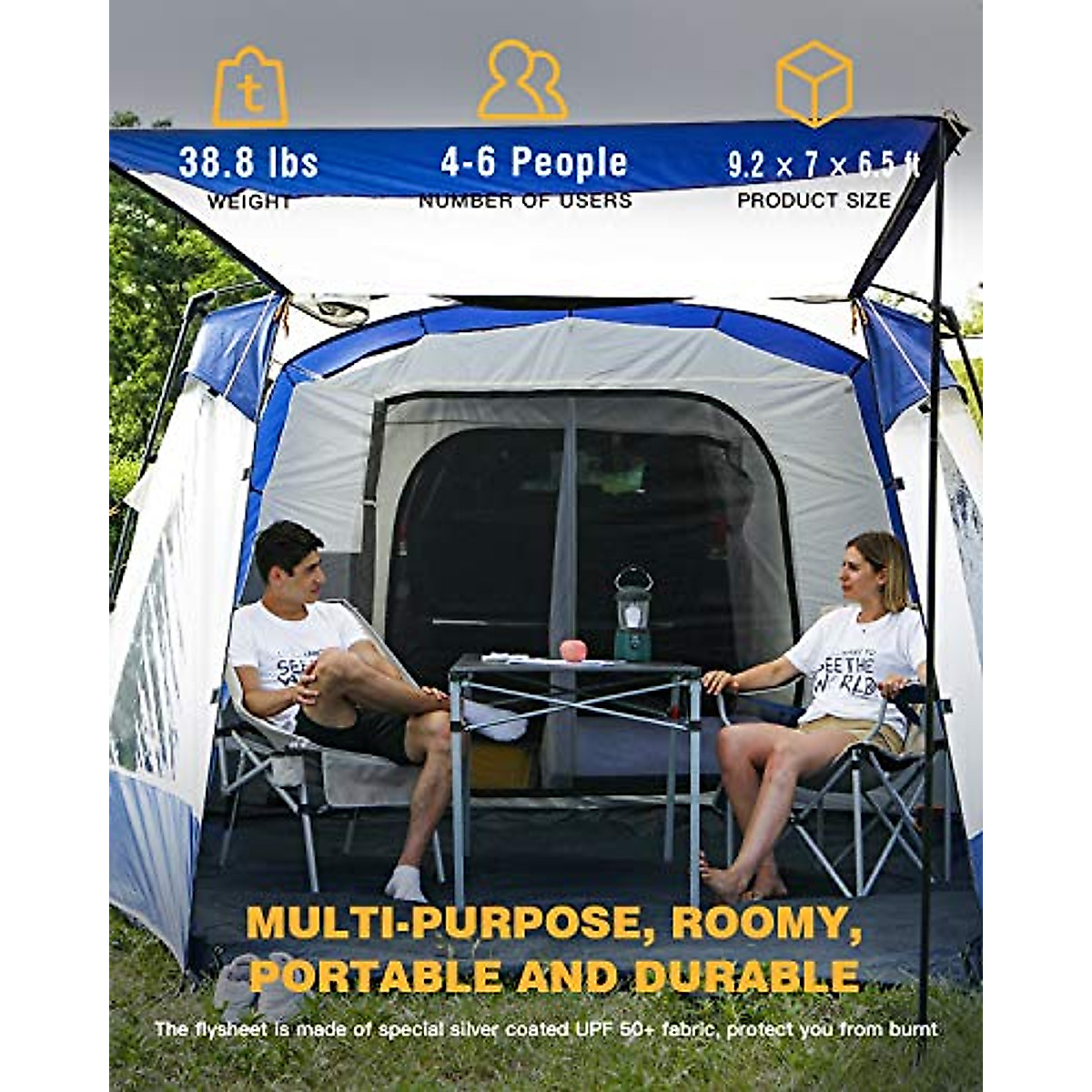 KingCamp Melfi Plus SUV Car Tent 3 Seasons 4-6 Person Multifunctional, Suitable Camping Traveling Family Outdoor Activities