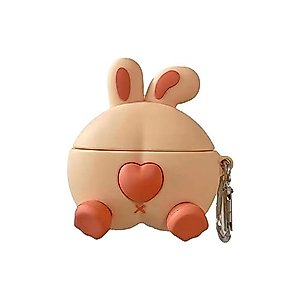 SKPY 3D Cartoon Rabbit Silicone Fashion Protective Case Cover Compatible with Sony WF-1000XM4 with Carabiner for Boys Girls Womens Mens Teens