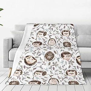 Hedgehog Gifts Flannel Throw Blanket Soft Lightweight Blankets for Girls Kids Women Hedgehog Lovers 50"X40"