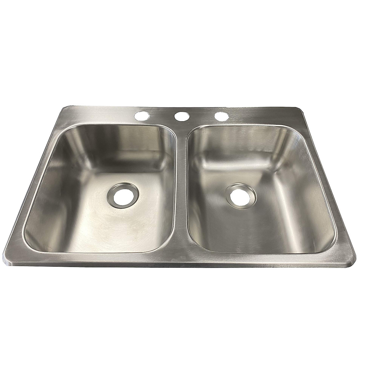 Class A Customs | 25" X 17" X 5" Stainless Steel Double Bowl Sink | 300 Series Stainless Steel | RV Camper Motor Home Sink | Concession Sink