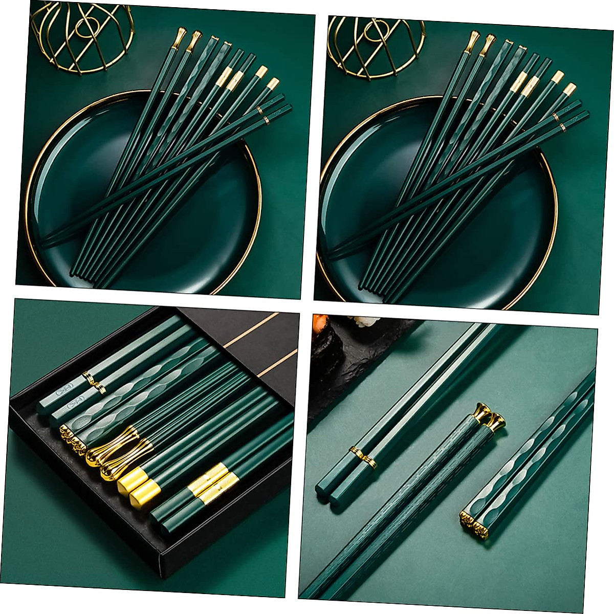 Holibanna 6 Pairs Japanese Alloy Chopsticks Reusable Chopsticks Cherry Chopsticks for Eating Korean Chopsticks Japanese Chinese Chopsticks Glass Stand Chopsticks Gift Household