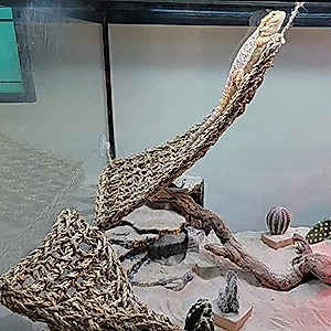 MUYG 4 PCS Bearded Dragon Hammock, Lizard Lounger Reptile Natural Seagrass Hammocks Climb Vines Plant Decoration Terrarium Accessories for Lizards Chameleon Gecko Snakes Crown Geckos