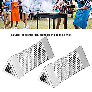 2Pcs 6in Stainless Steel BBQ Grill Smoker Tube Portable Barbecue Smoke Generator Mesh Tube Pellets Smoke Box Barbecue Accessory(1#)