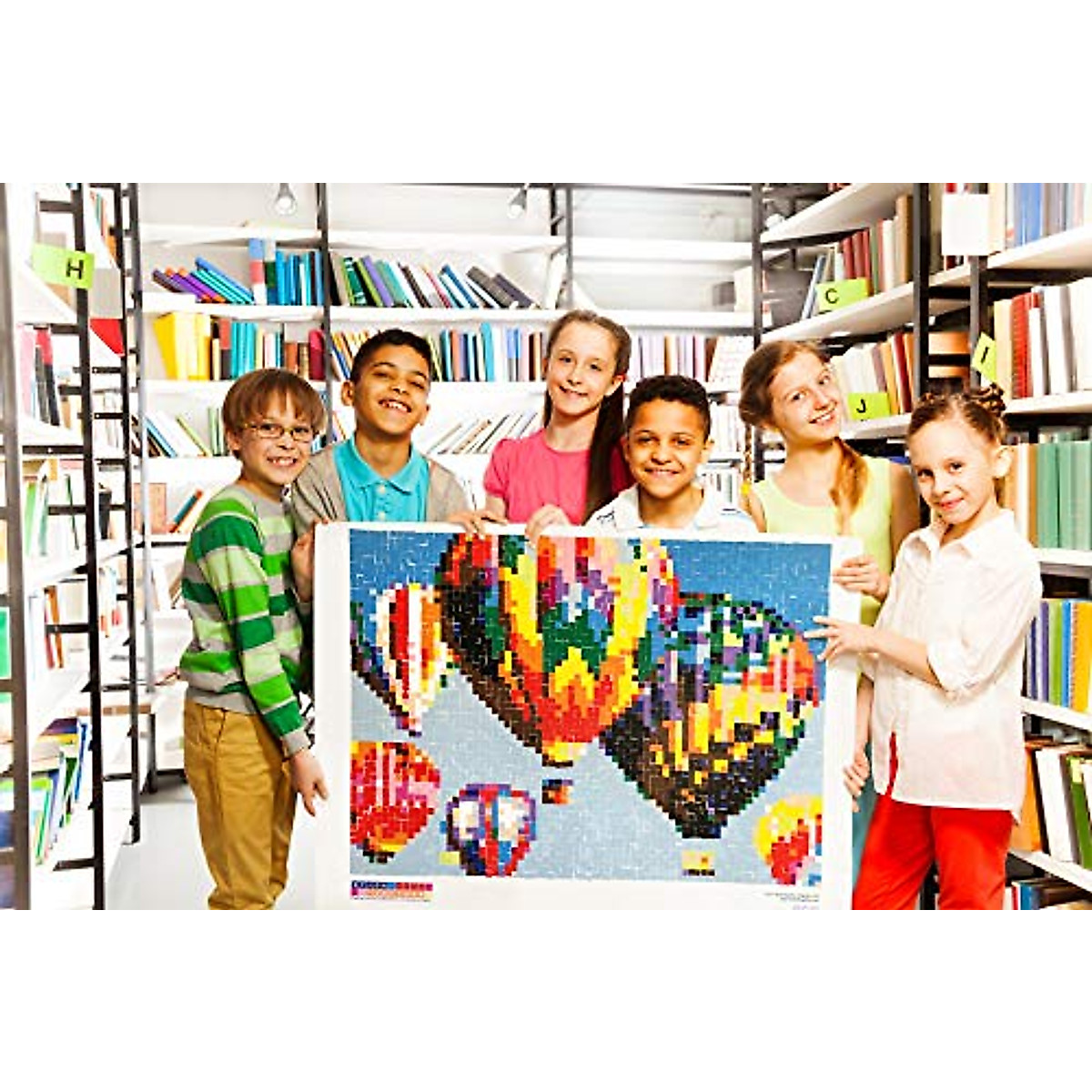 Huge Mosaic Puzzle Poster Kits | Group Project | No Mess Paint by Sticker | Stay at Home Activity | Classroom | One Sticker at a Time! | Large Hot Air Balloon | Learning Fun | 40” X 36” Giant Poster