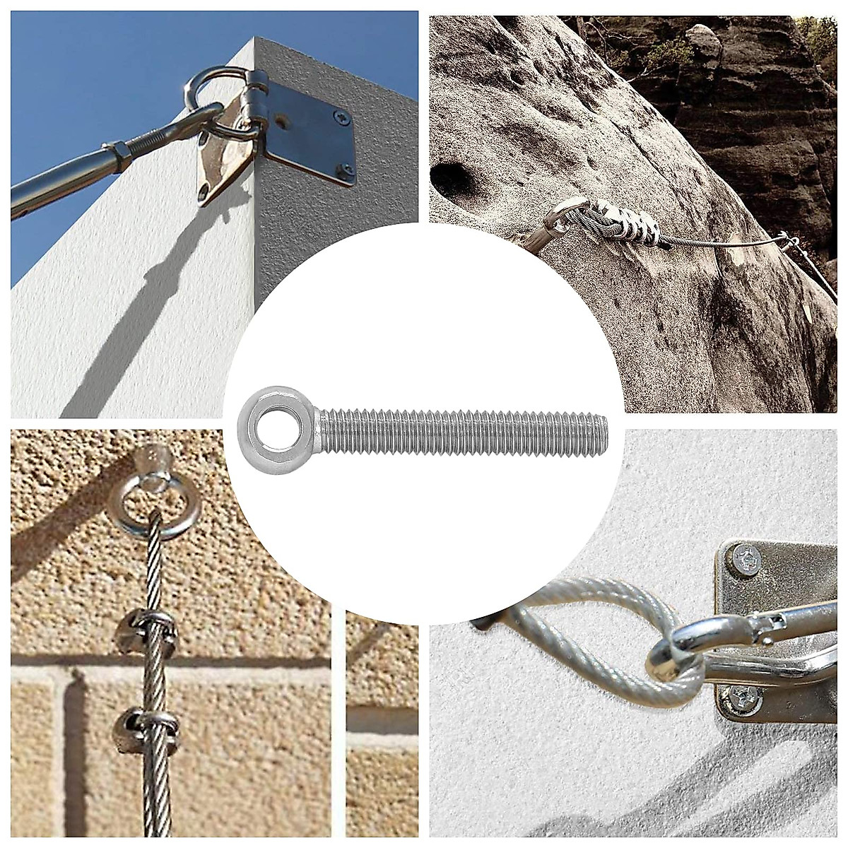 Augiimor 10pcs 304 Stainless Steel Eye Bolt M6 x 40mm Welded Closed Shoulder Swing Lifting Eye Bolt Machinery Shoulder Screw Rod Eye Screw Bolts