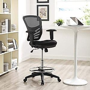 Modway Articulate Drafting Chair - Reception Desk Chair - Drafting Table Chair in Black