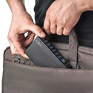 USB 7 Port Hub - Powered USB 3.0 Hub - Aluminum USB Hub -USB Splitter Hub 12V 3A 36W Power Adapter