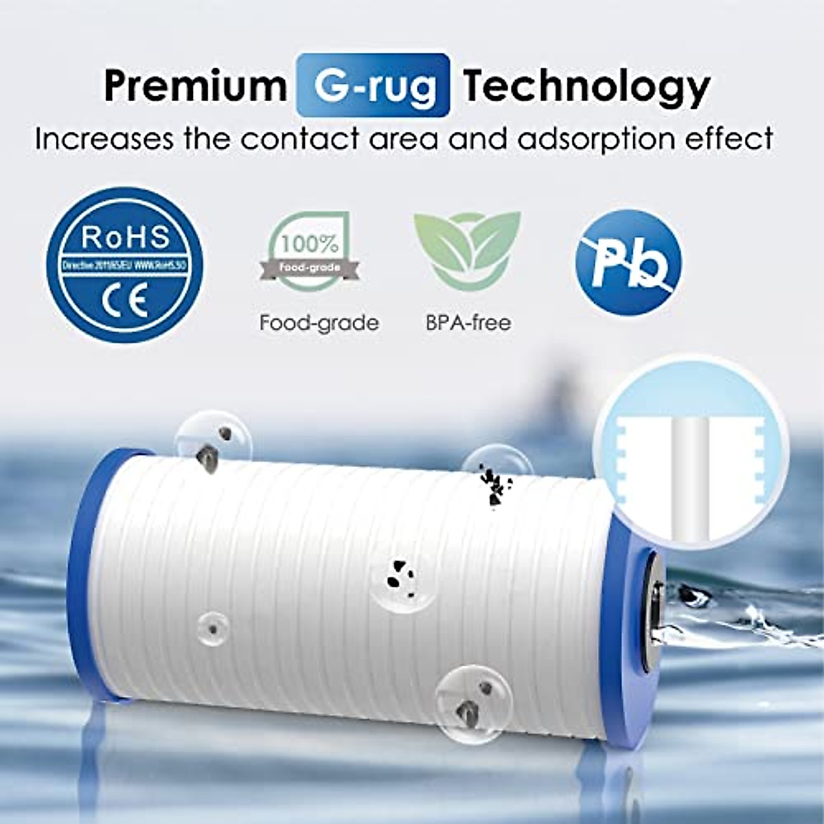 Waterdrop AP810 Whole House Water Filter, Replacement for 3M® Aqua-Pure® AP810, AP801, AP811, Whirlpool® WHKF-GD25BB, WHKF-DWHBB, 5 Micron, 10" x 4.5", Well & Tap Water Filter, Pack of 3