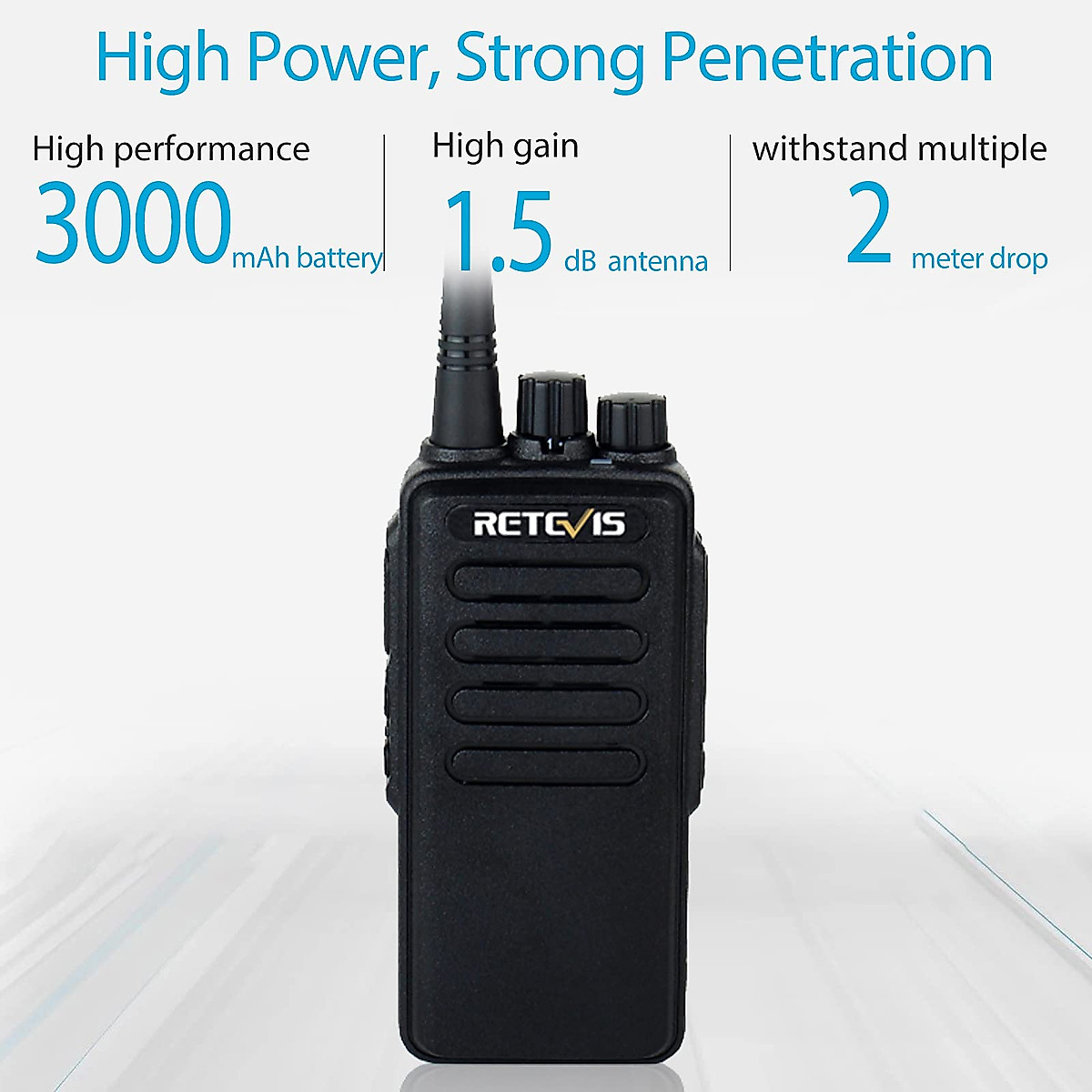 Retevis RT1 Long Range Walkie Talkies,High Power 2 Way Radio with 3000mAh Rechargeable,Emergency Alarm Walkie Talkie for Hunting(2 Pack)