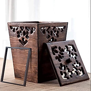 DIKNAC Trash Can Garbage Bin Wood Trash Can Wastebasket Garbage Container Bin for Bathrooms Powder Rooms Home Offices Waste Bins ( Color : B , Size : 23*30cm )