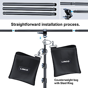 LINCO Lincostore T-Shape Portable Background Backdrop Support Stand Kit 6.7ft Wide 9.5ft Tall Adjustable Photo Backdrop Stand with 3 Clamps