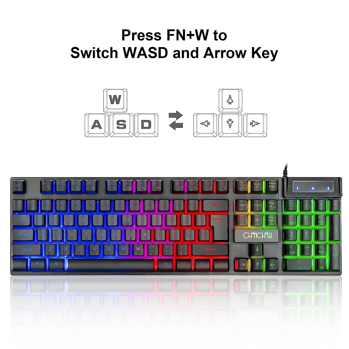 Gaming LED Backlit Keyboard and Mouse Combo CHONCHOW USB Wired Rainbow Key Board Mice Set Mechanical Feeling Compatible with PS4 PC Windows Mac Black