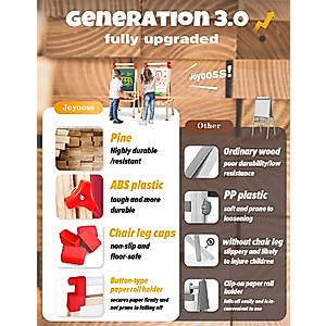 JOYOOSS Easel for Kids Art Easel Kids Easels for Toddlers,Wooden Kid Easel with Paper Roll - Adjustable Magnetic Double Sided, Toddler Art Easel for Toddlers 2-4 Years and Art Easel for Kids Ages 4-8