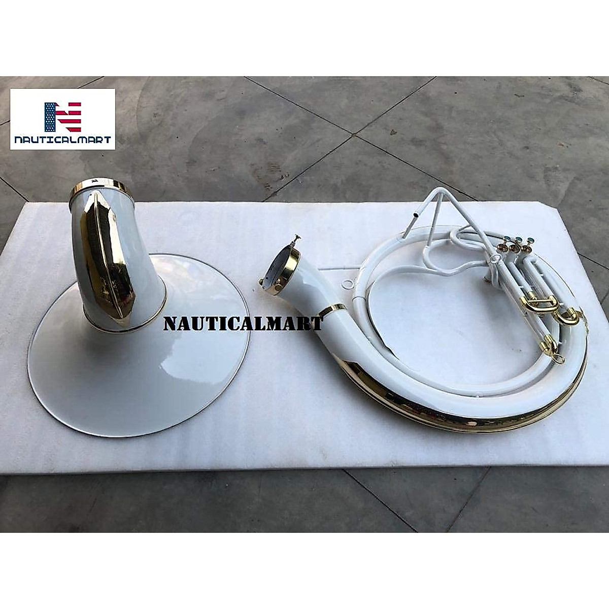 Brass Sousaphone Bb Big Bell Tubas White Brass Made King Size Tuba Mouth Piece with Carry Bag 25" Handmade Musical Instrument Gift