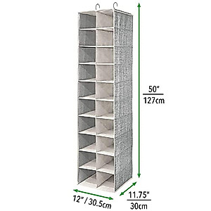 mDesign Soft Fabric Closet Organizer - Holds Shoes, Handbags, Clutches, Accessories - Large, 20 Shelf Over Rod Hanging Storage Unit - Black/Cream