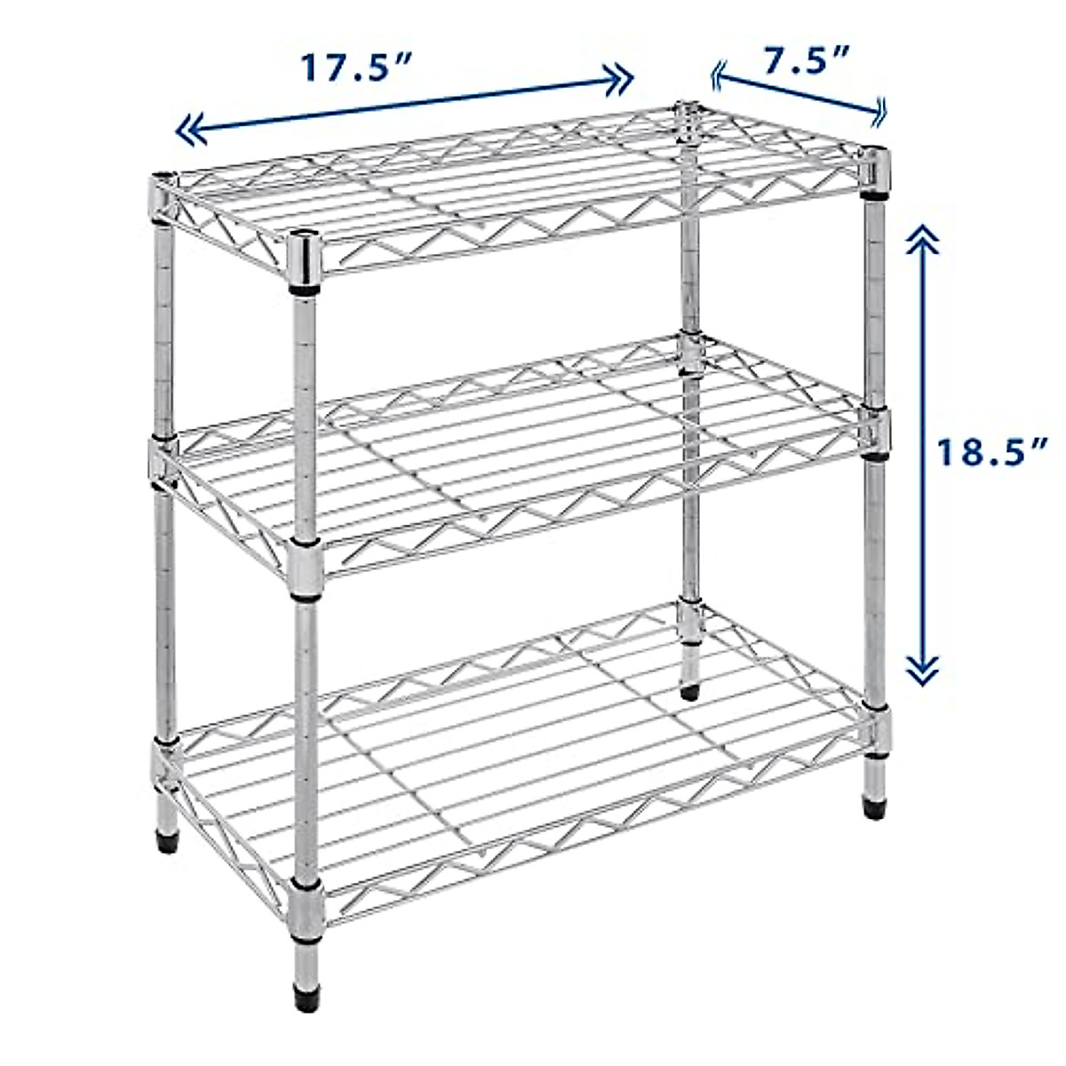 Seville Classics Compact Mini Desktop 3-Tier Metal Steel Wire Shelf Organizer Unit Shelving for Cabinets, Bath, Kitchen, Countertop, 17. 5" W x 7. 5" D, Chrome