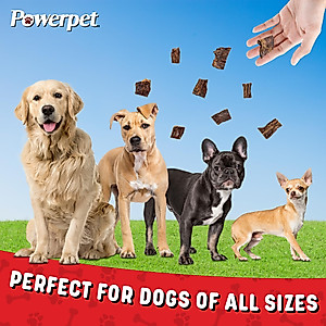 Powerpet Taffy Bites - Low Fat Premium Beef Jerky Treat, 100% Natural Beef Esophagus Dog Chew, Highly Digestible, Clean & Healthy Pet Snack, No Additives, High Protein, Improves Dental Hygiene, 8oz