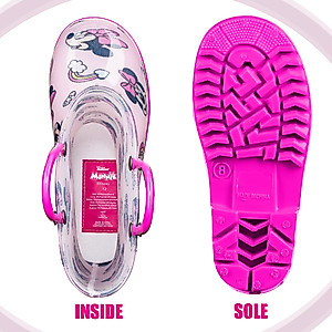 Disney Minnie Mouse Girls Pink PVC Rainboots - Easy-On Handle - Size 6 Toddler