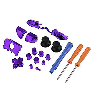 for Xbox One Elite Replacement Full Buttons Bumper Triggers T6 T8 Screwfor Xbox One Controller with 3.5mm Jack (Chrome Purple)