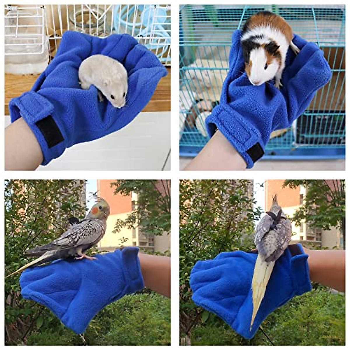 1 Pair Sugar Glider Bonding Mitt, Small Animal Anti-bite Gloves, Pet Anti-bite Protection Product, Pet Handling Gloves for Birds, Parrots, Guinea Pigs, Hedgehogs, Hamsters, Honey Glider (Blue)