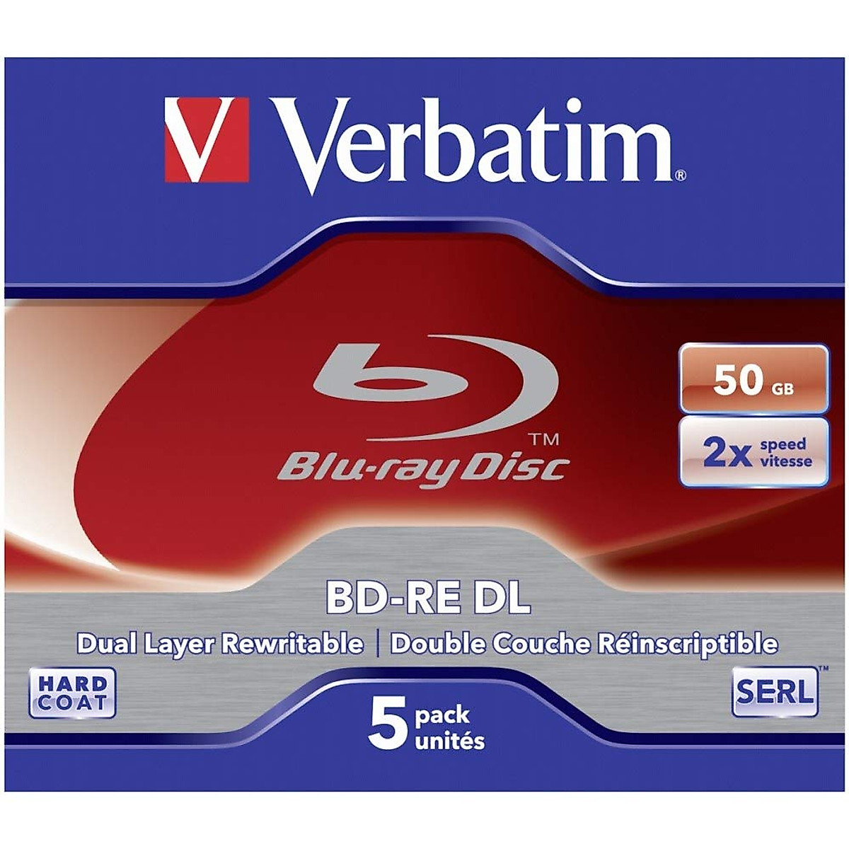 Verbatim BD-R Dual Layer - Blu-ray Disc 50 GB, 6X Burning Speed, Jewel Case, 5-Pack
